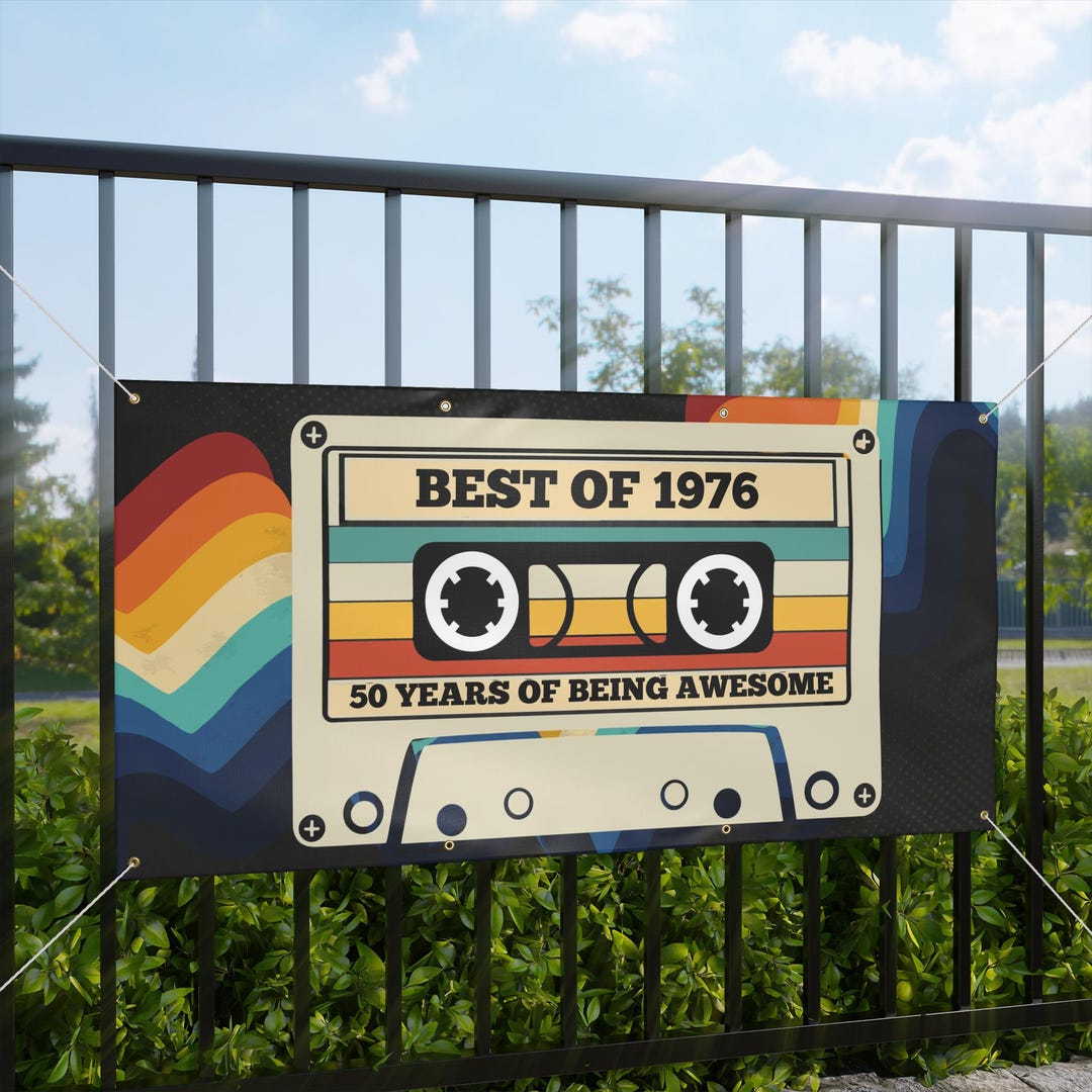 1976, 50th Birthday Banner, 50th Birthday Party Backdrop | Matte Banner ...