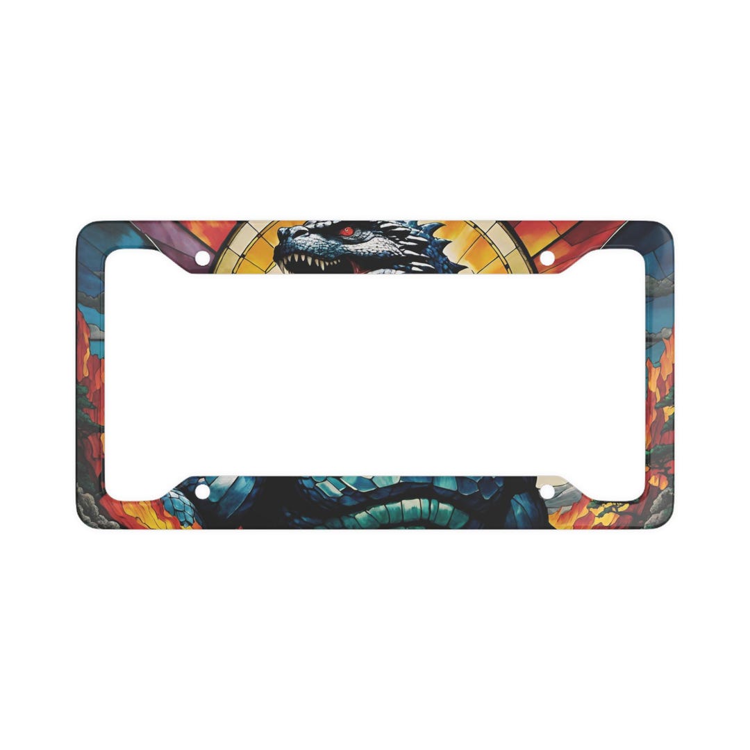 Godzilla Stained Glass License Plate Frame, Car Accessories, New Car ...