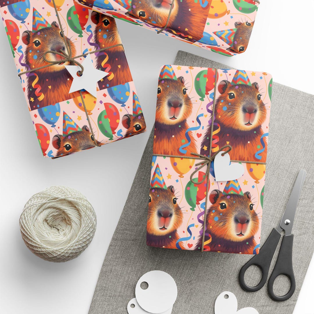 Cute Capybara Wrapping Paper | Capybara Birthday Gift Wrap - Etsy