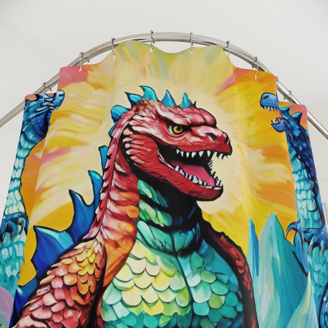 Rare Red Godzilla Traditional Japanese Style Shower Curtain 71x74 ...