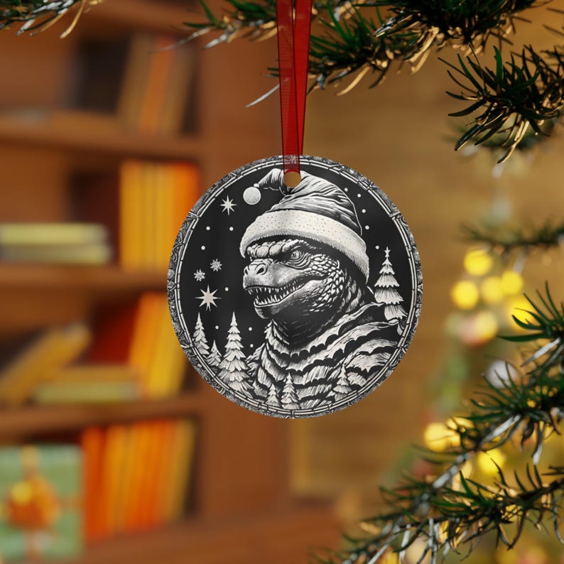 Vintage Godzilla Ornament, Stained Glass Look Godzilla Ornament, Fun ...