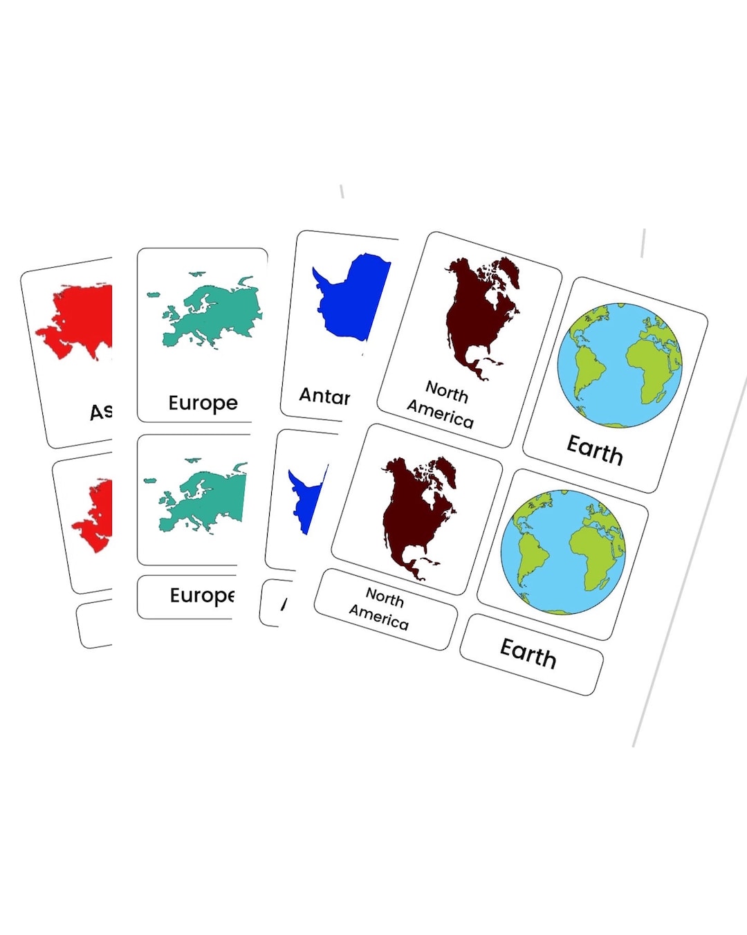 Continent 3 Part Nomenclature Cards - Etsy
