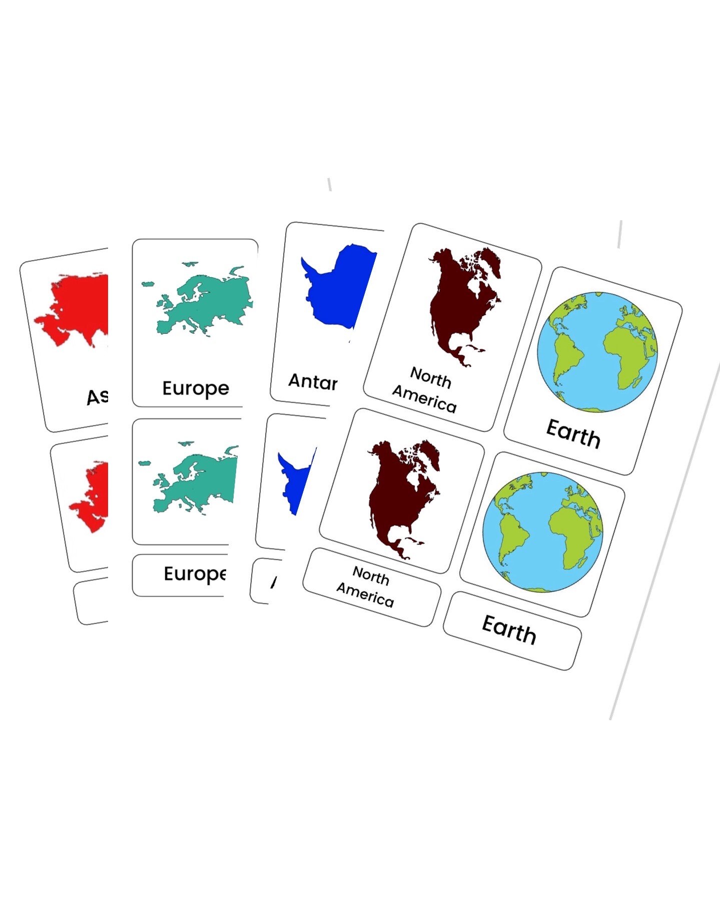 Continent 3 Part Nomenclature Cards - Etsy