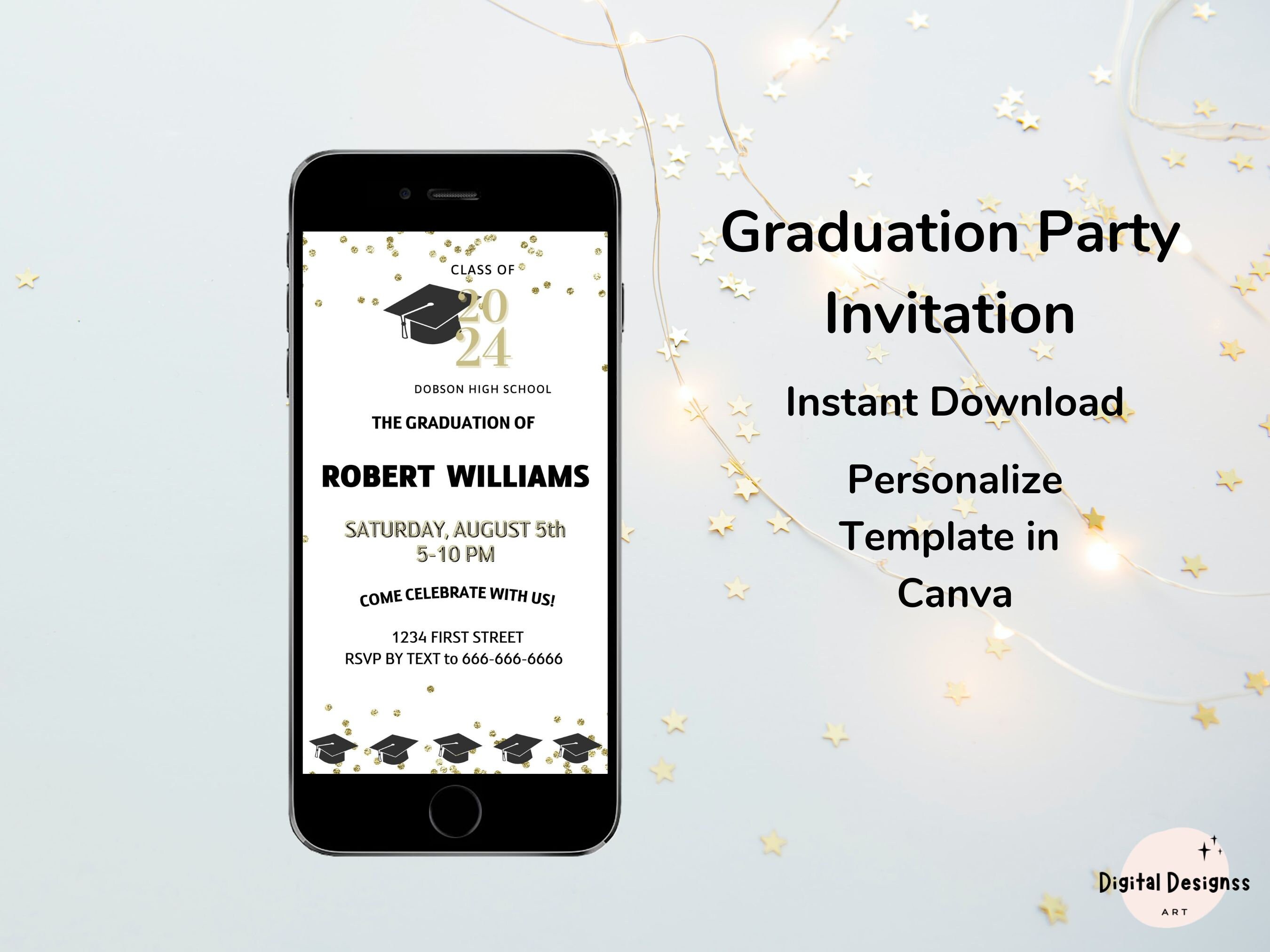 Grad Party 2024 Instant Download Invite Template, Customize Graduation ...