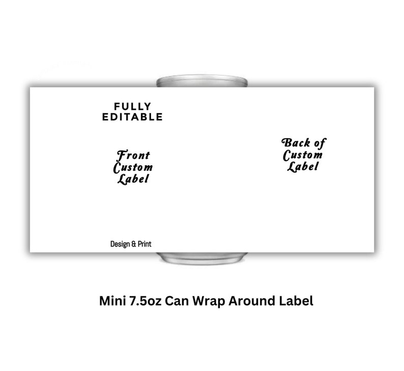 Mini 7.5oz Soda Can Label Template Any Occasion 100% Editable ...