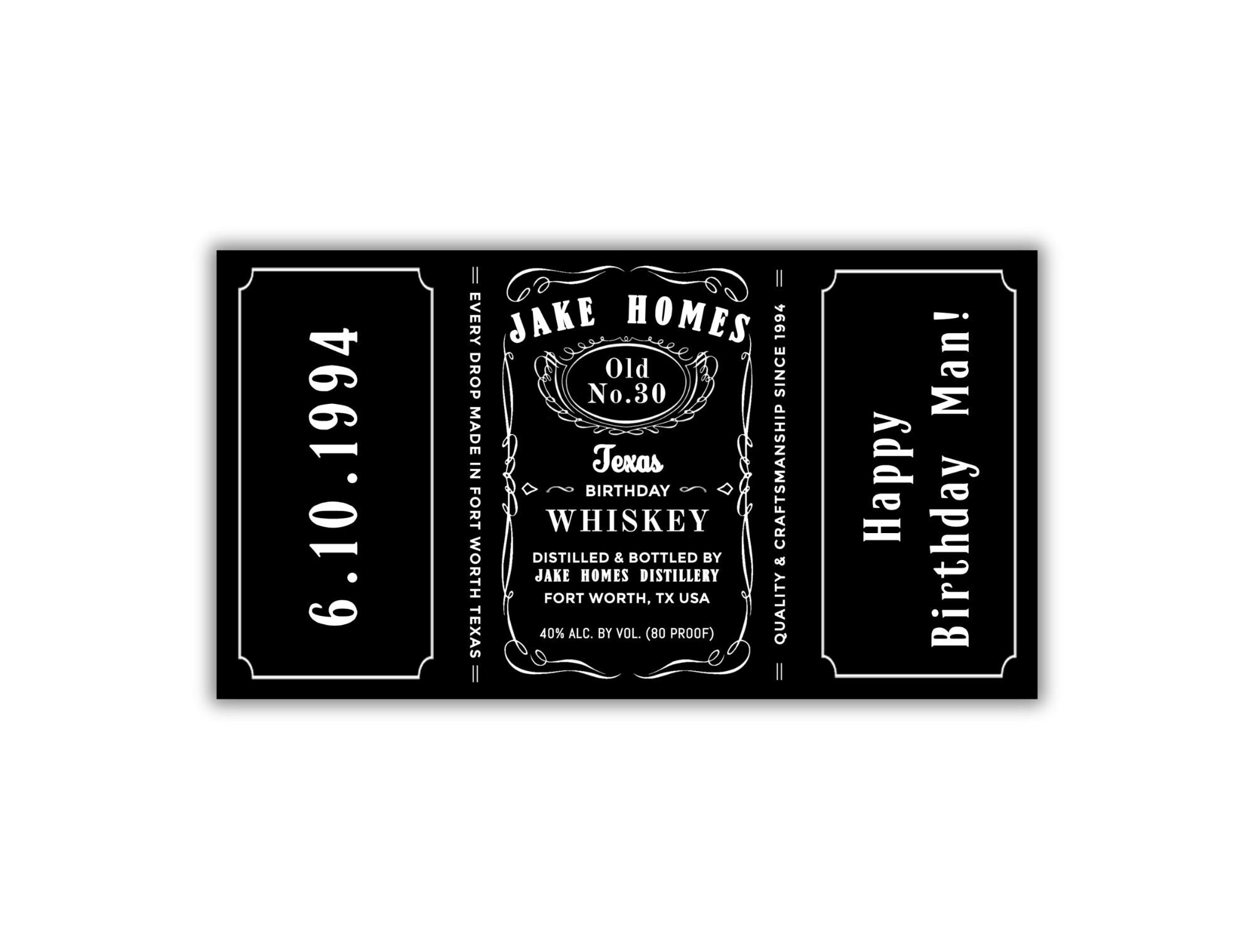 Personalized Custom Whiskey 750ml Bottle Labels Template Printable ...