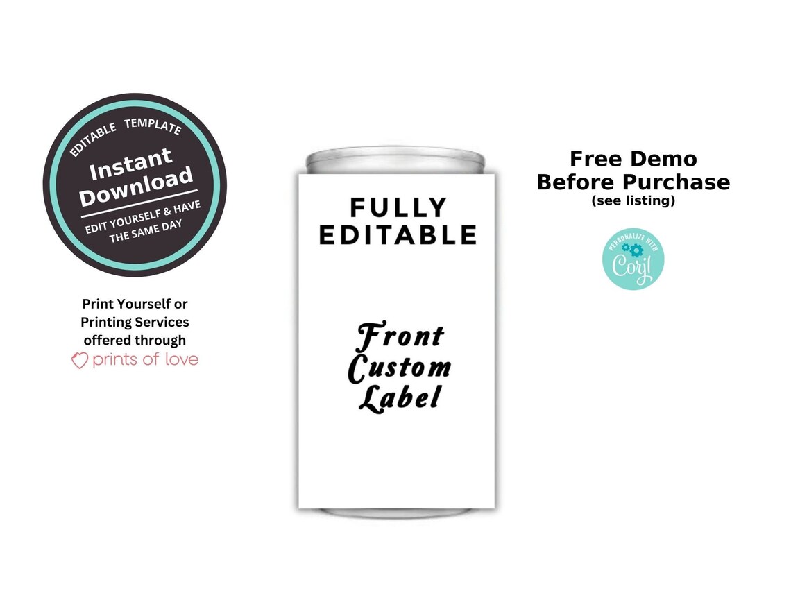 Mini 7.5oz Soda Can Label Template Any Occasion 100% Editable ...