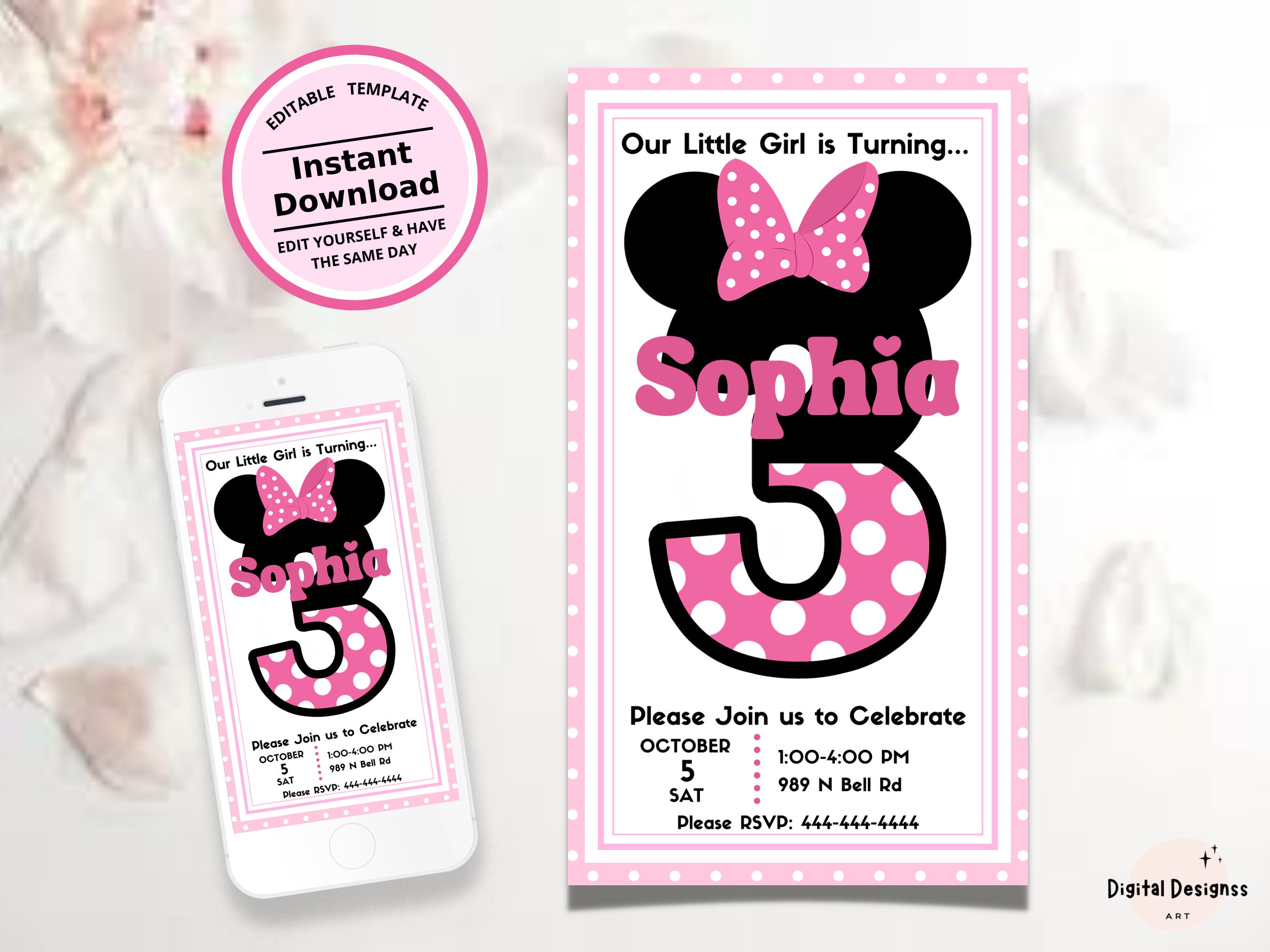 3rd Birthday Party Digital Invitation Personalize Template, Editable ...