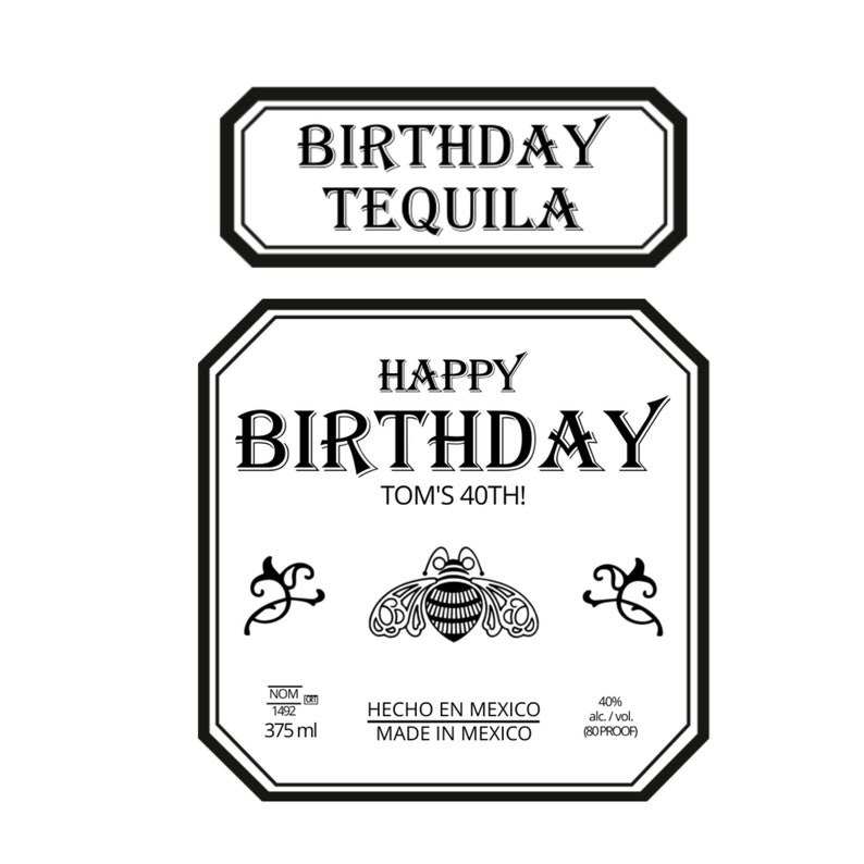 Custom Tequila 375ml Bottle Label Template Printable Customize for Any ...