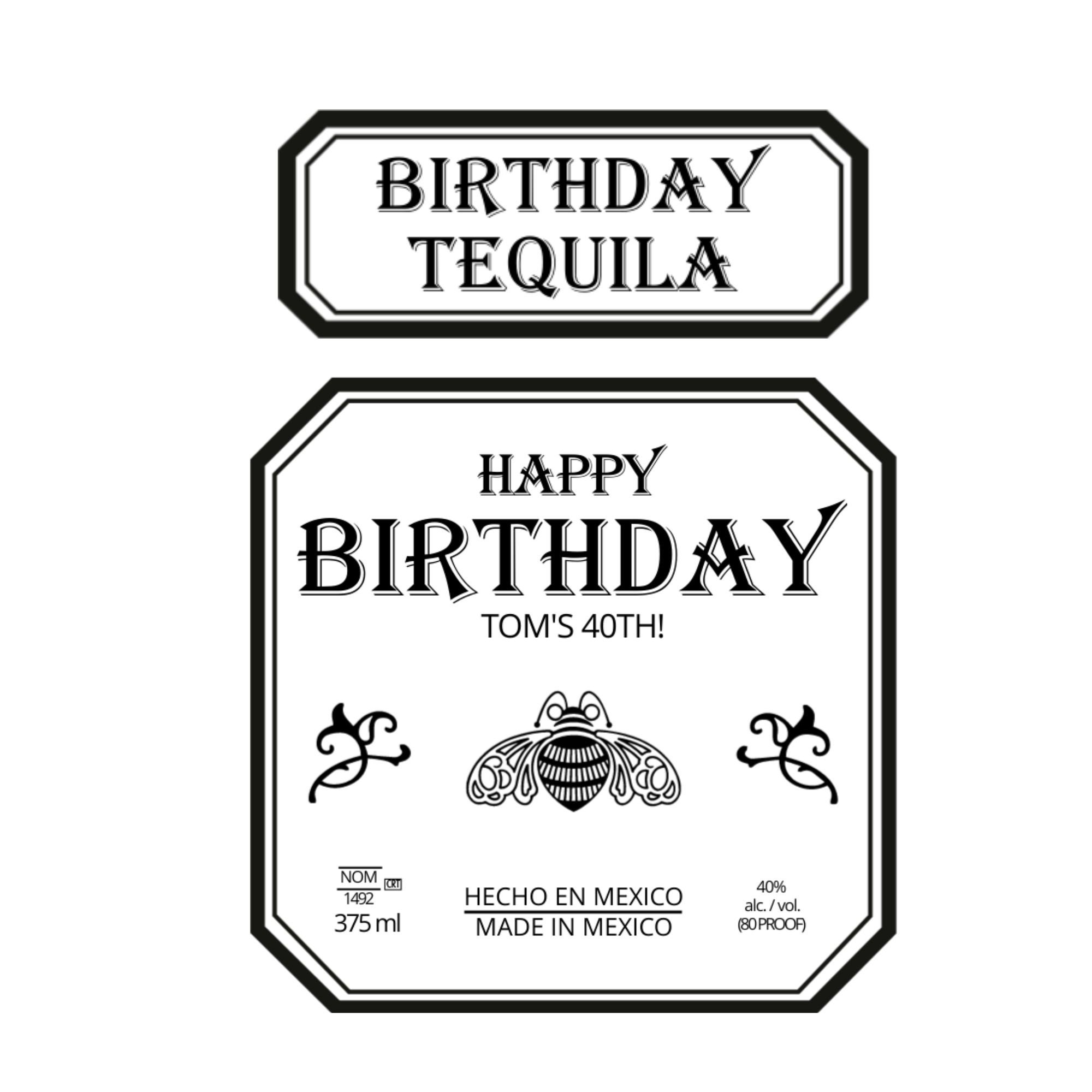 Custom Tequila 375ml Bottle Label Template Printable Customize for Any ...
