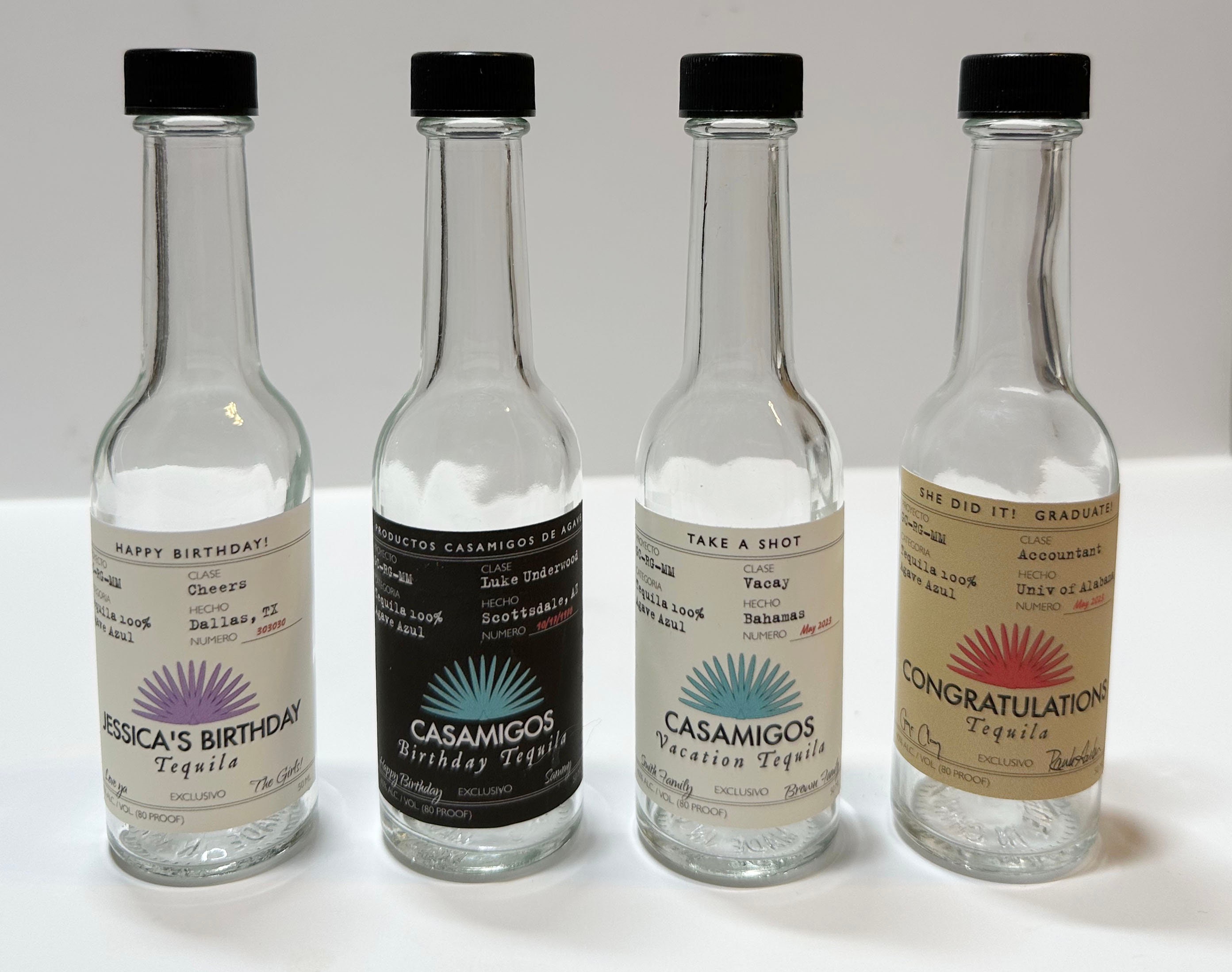 3 Custom Tequila Mini 50ml Shot Bottle Labels Blanco - Etsy