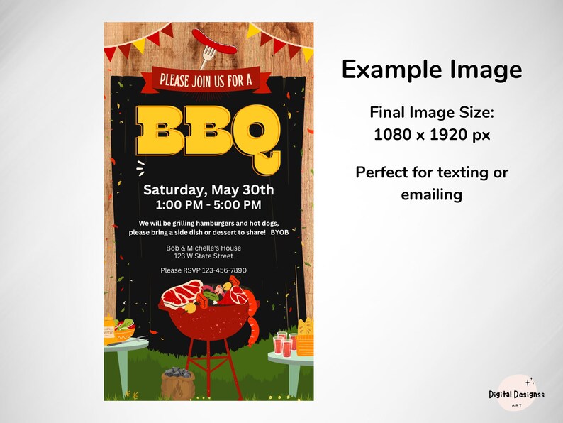 BBQ Digital Party Invitation Template, Barbecue Party Invite ...