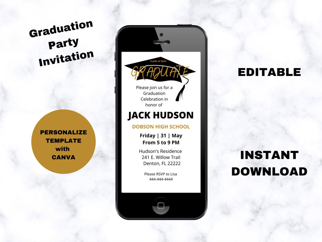 Graduation 2023 Celebration Instant Download Invite Template, Grad ...