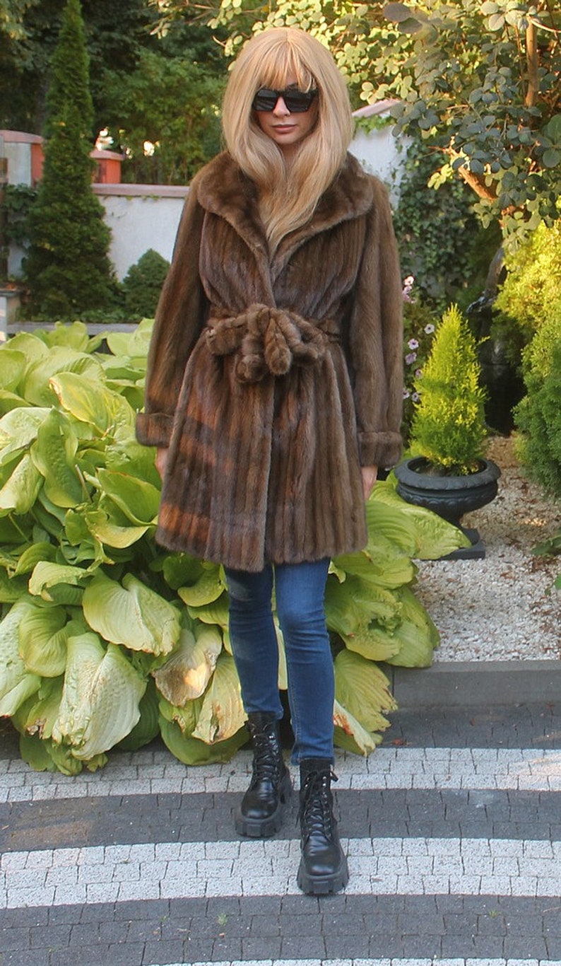100% Real Ranch Mink Fur Coat Outwear Clothing Fashion S/M - Etsy