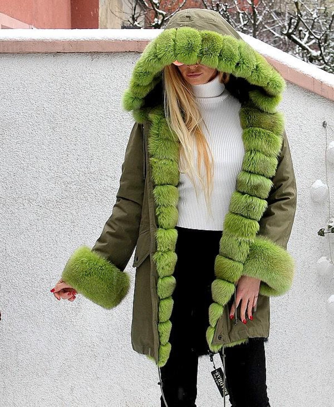 100% Real Ranch Arctic Fox Parka With Hood Coat Outwear Clothing S/M - Etsy