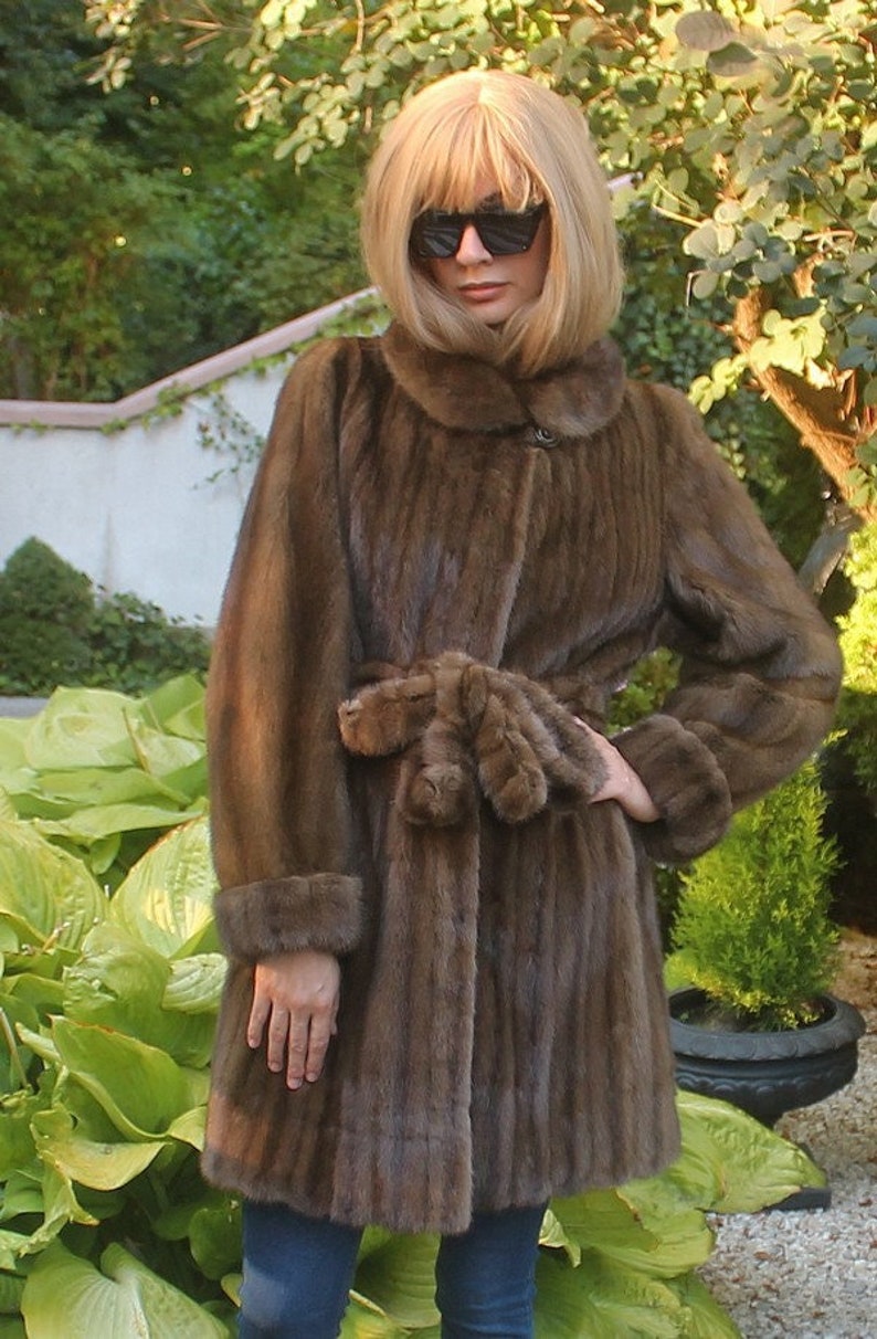 100% Real Ranch Mink Fur Coat Outwear Clothing Fashion S/M - Etsy