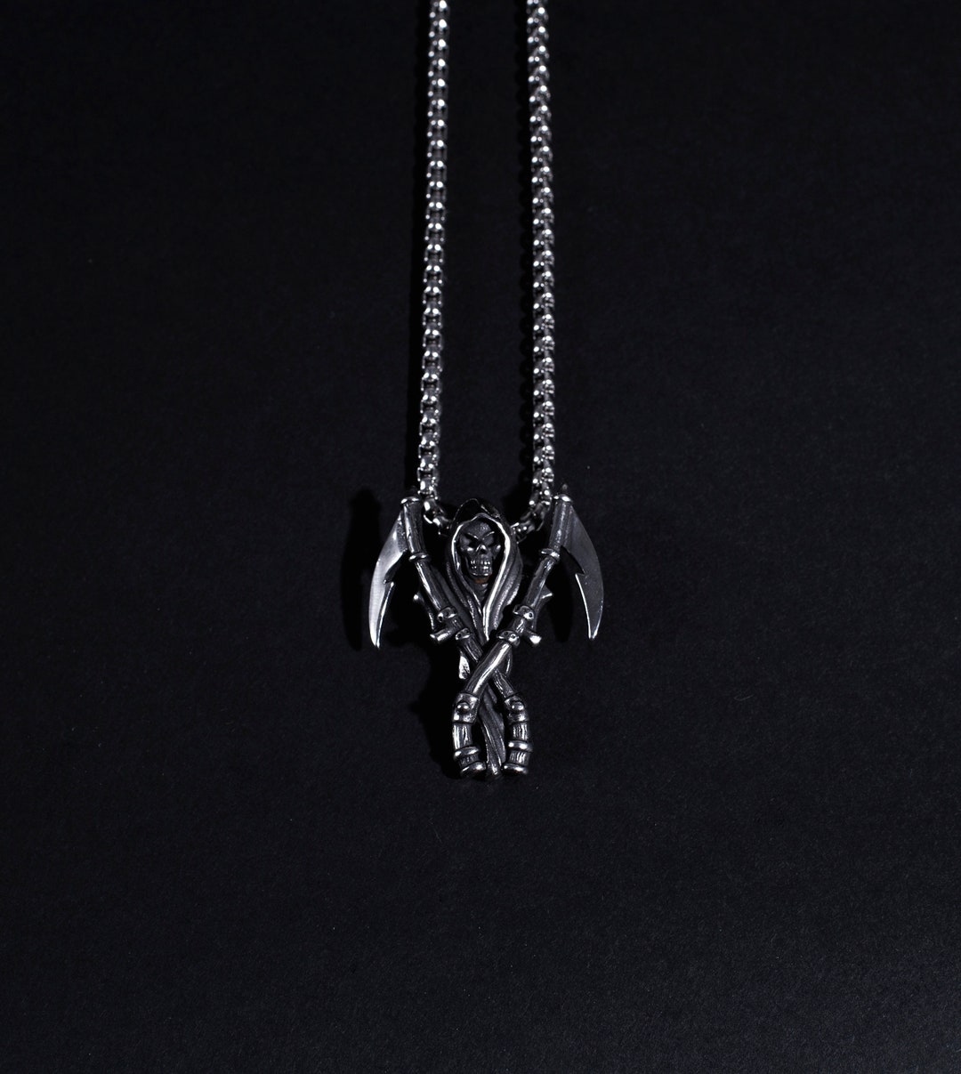 Grim Reaper Necklace, Gothic Pendant, Skull Pendant, Stainless Steel ...