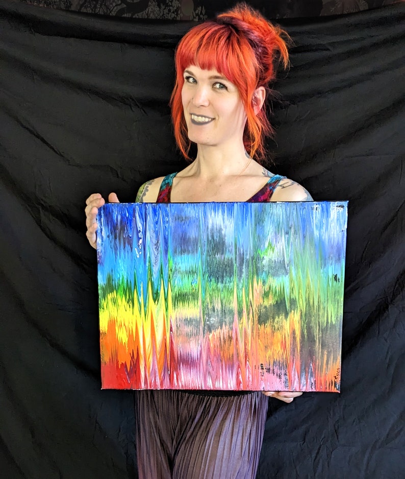 Original Rainbow PRIDE Motion Handmade Abstract Art Abstract Painting ...