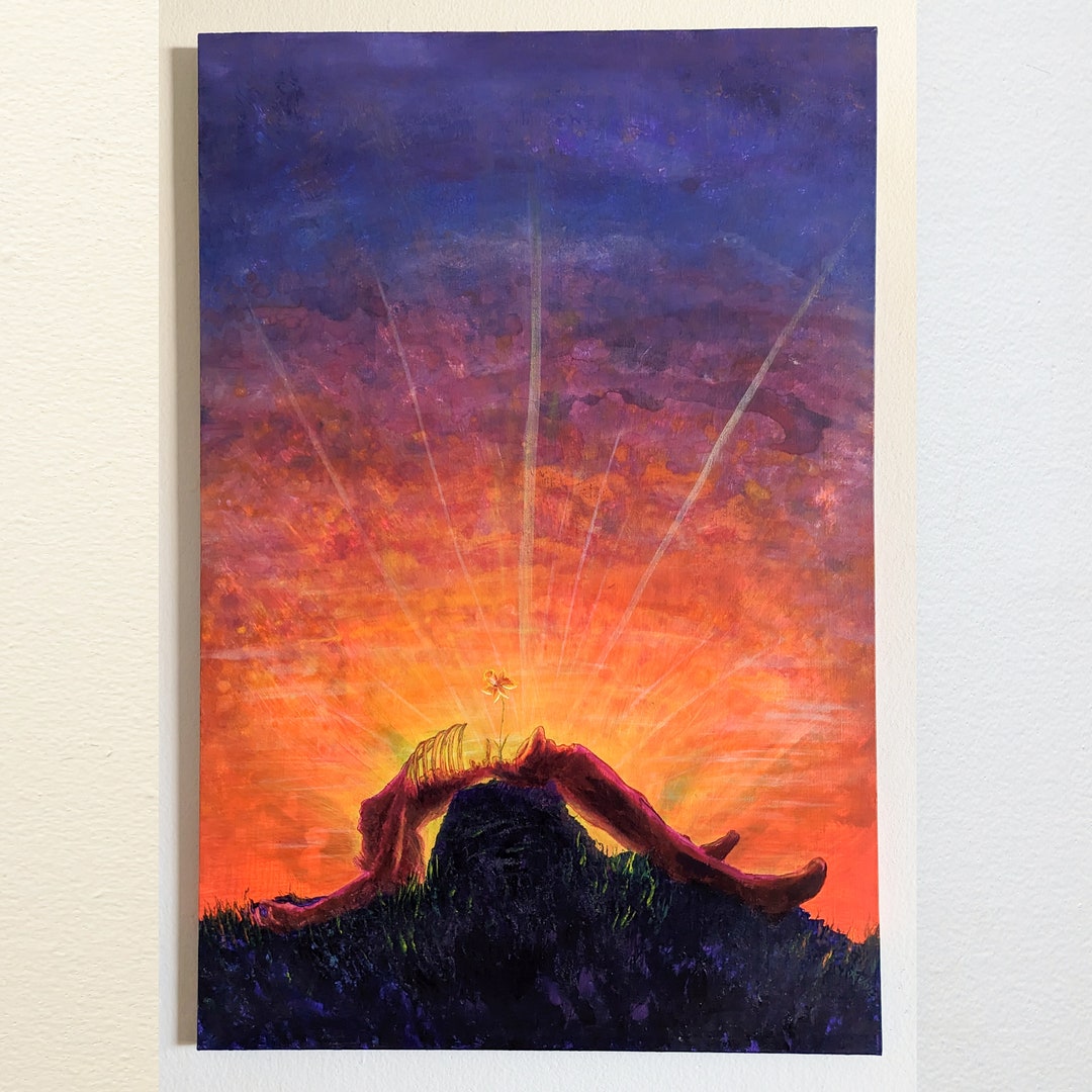 Original Rebirth Sunset Handmade Watercolor Painting Acrylic Painting ...