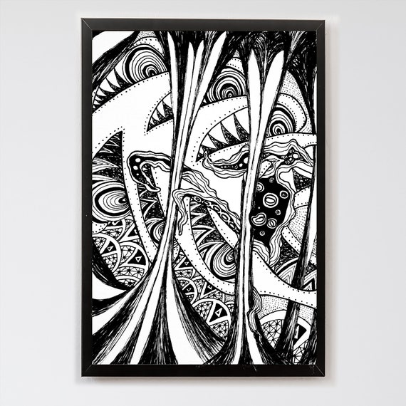 Abstract Pen Ink 2 Pen and Ink Drawing Pen and Ink Art Pen Print Abstract Art Etsy