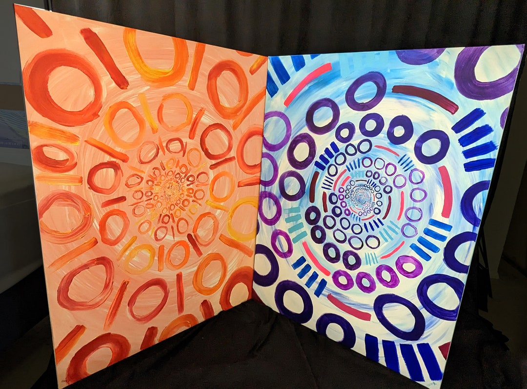 Original Breathing Handmade Dual Panel Acrylic Painting Acrylic Two ...