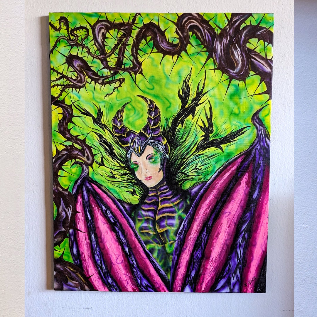 Original Maleficent Queen of Darkness Handmade Acrylic Painting Fanart ...