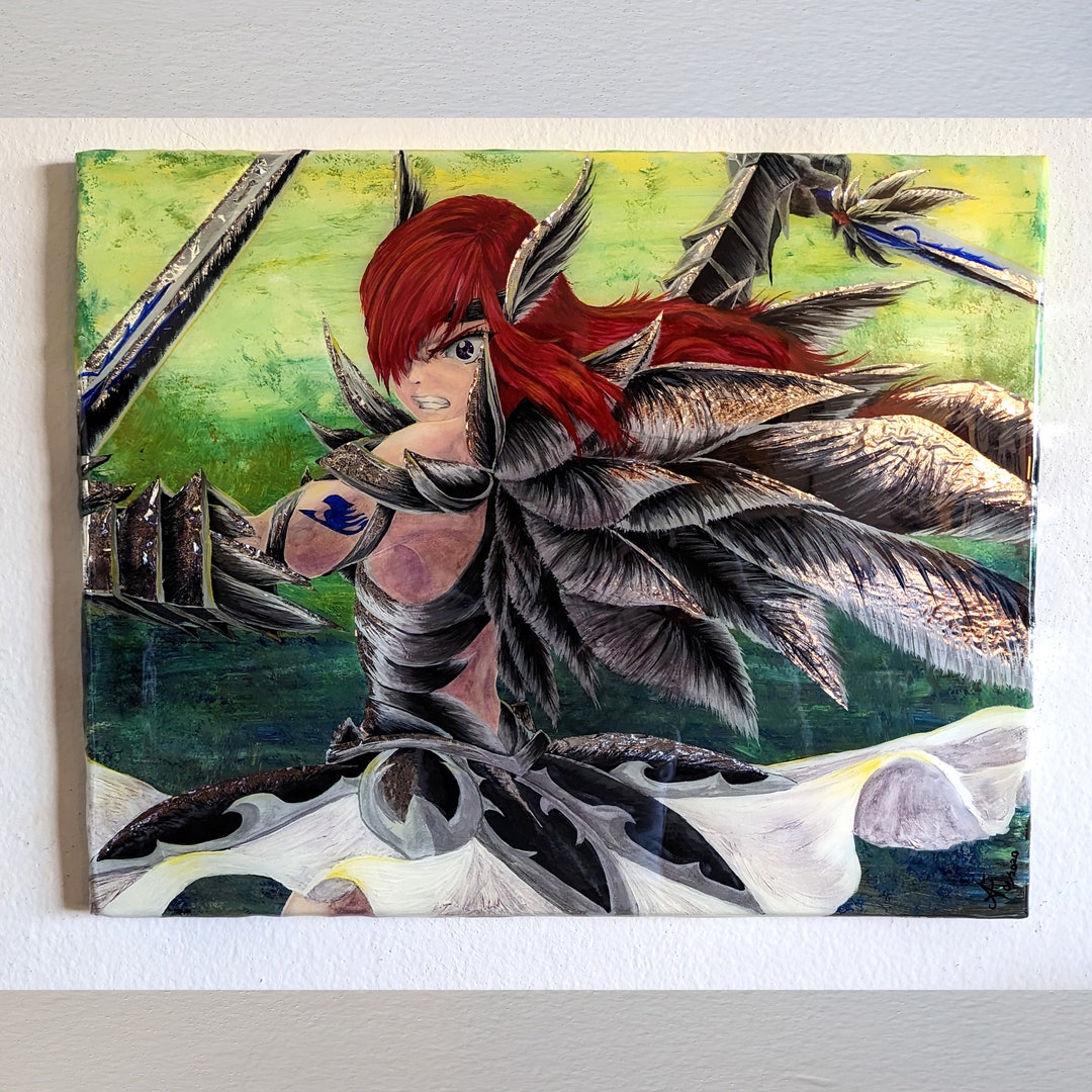 Original Scarlet Wizard Handmade Acrylic Painting Mixed Media Art Resin ...