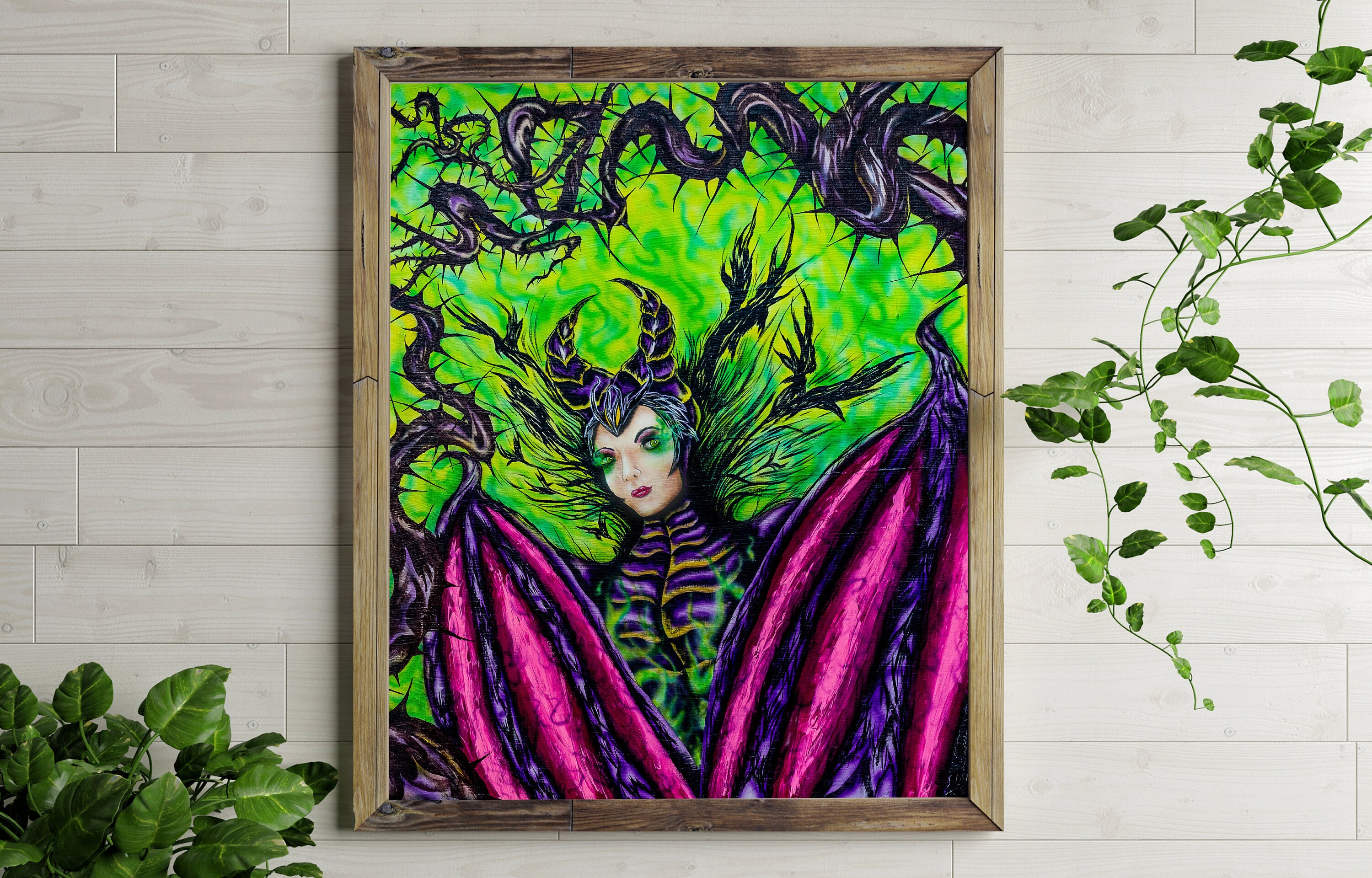 Maleficent Queen of Darkness Acrylic Print Fanart Painting Airbrush ...
