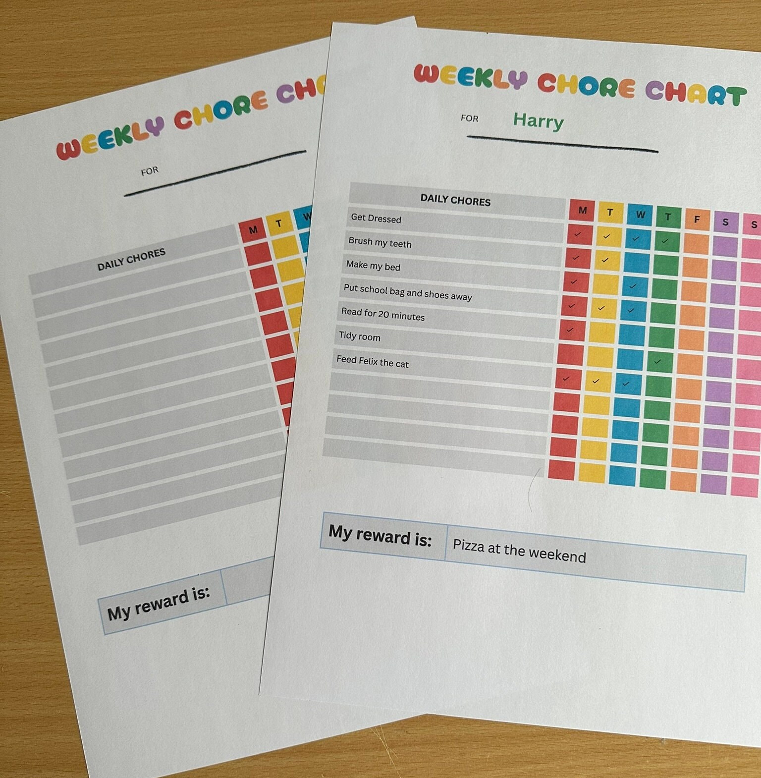 A4 Weekly Chore List, Printable Chore Chart for Kids, Daily Routine ...