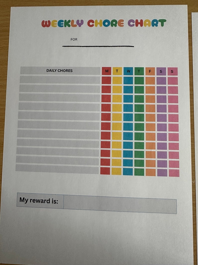 A4 Weekly Chore List, Printable Chore Chart for Kids, Daily Routine ...