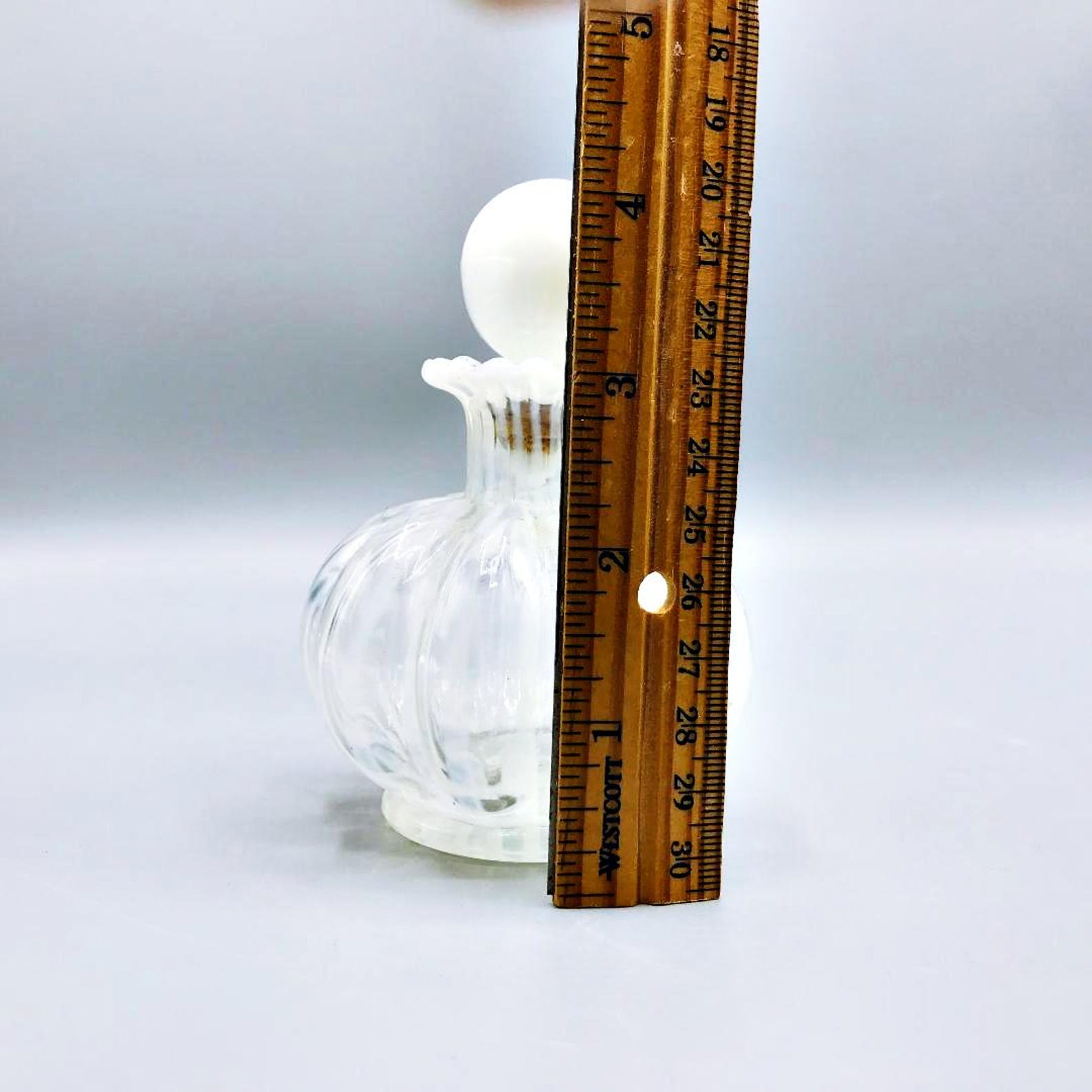 Vintage Fenton White Opalescent Fluted Puff Perfume Bottle With Stopper ...