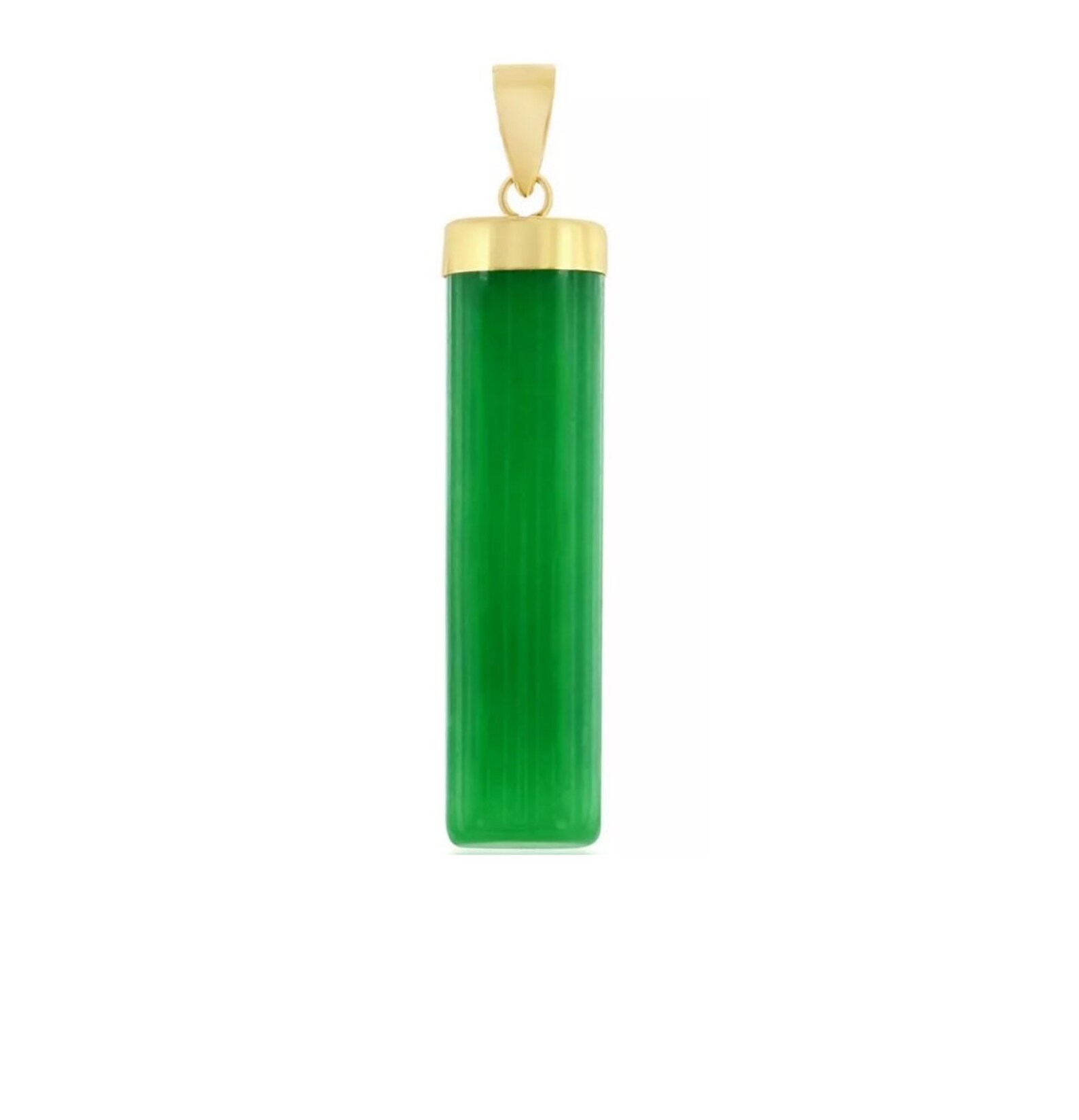 14K Yellow Gold Cylinder Jade Pendant 27mm - Etsy