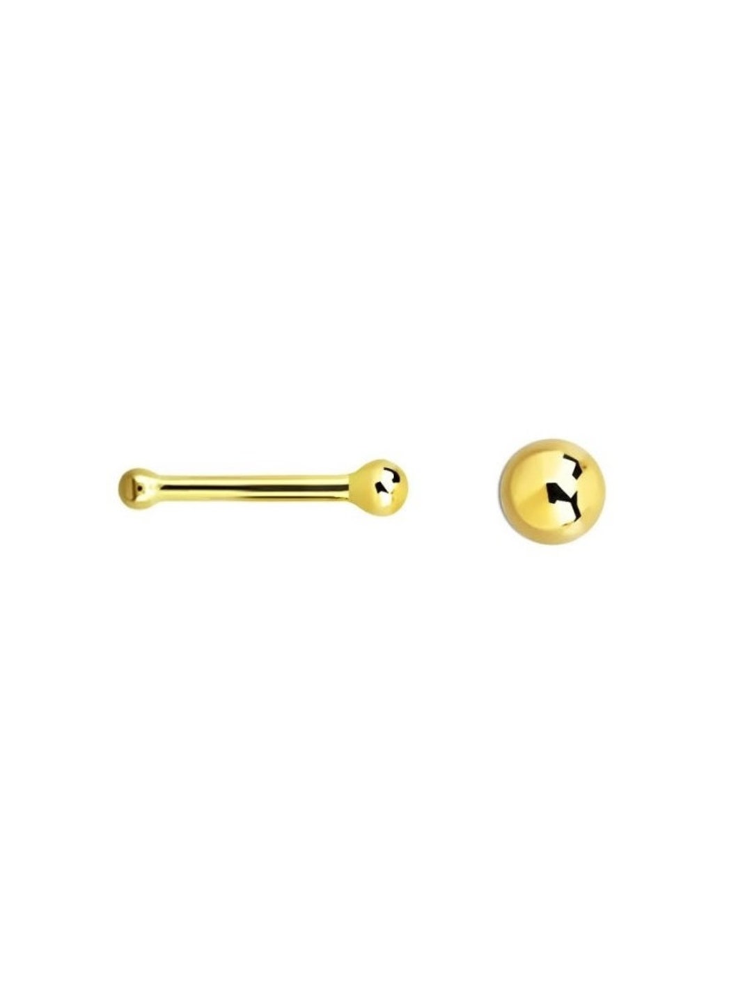 18k Yellow Gold 1.5mm Ball Round Bead Top Nose Bone Piercing 22g - Etsy