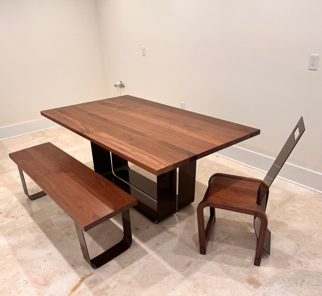 Walnut Wood and Carbon Steel Dining Table 6 Person 72 - Etsy