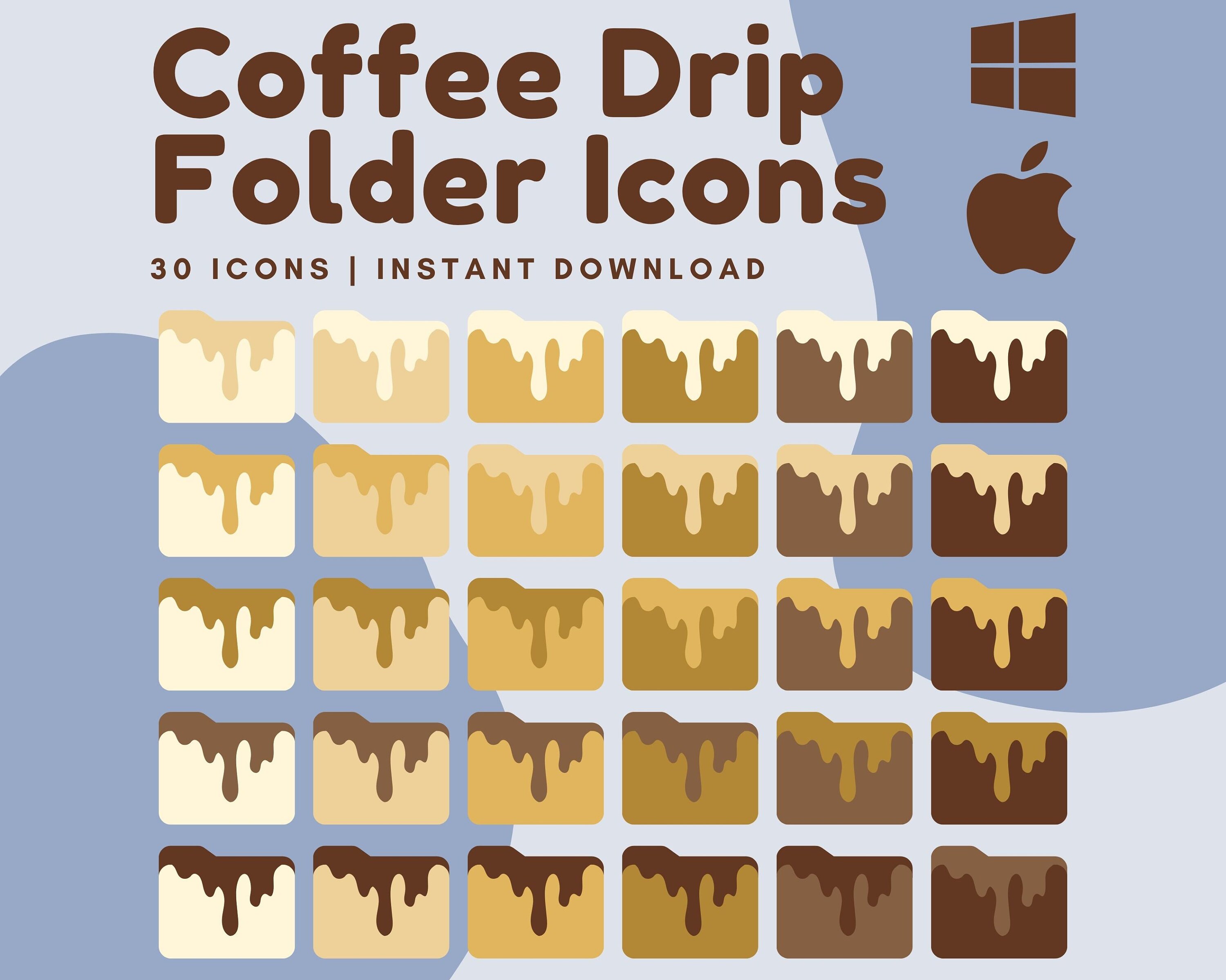 30 Aesthetic Desktop Folder Icons - Custom Brown Drip Icons for Macbook ...
