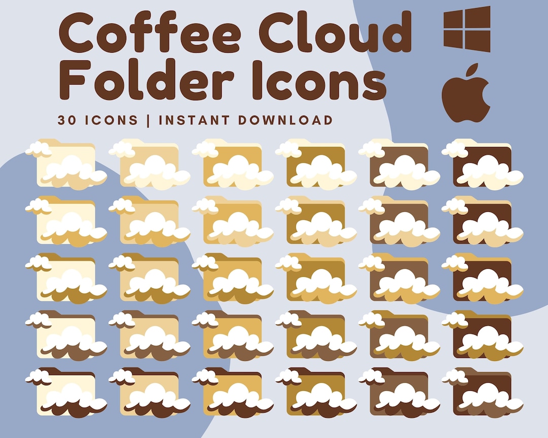 30 Aesthetic Desktop Folder Icons - Custom Brown Cloud Icons for ...
