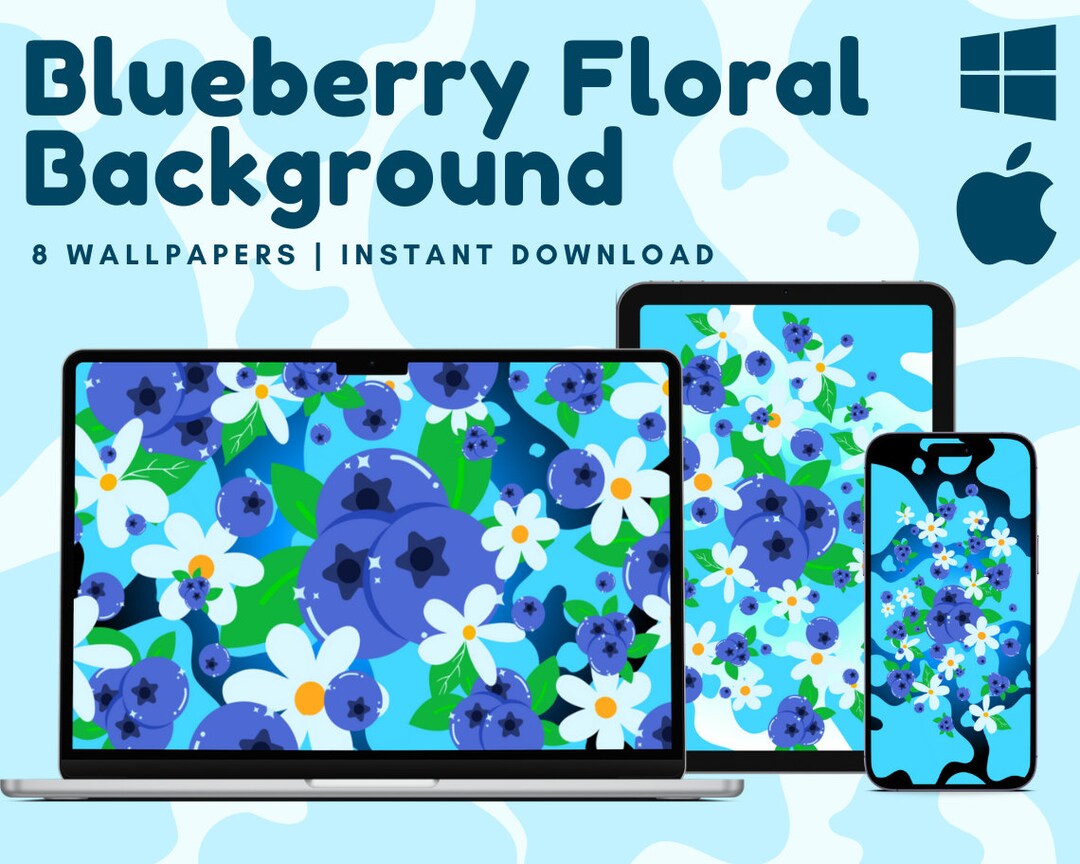 Blueberry Floral Cow Print Wallpaper | Iphone/smartphone/ipad/tablet ...