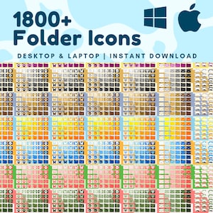 1800+ Aesthetic Desktop Icons Bundle - Customizable Icons With 7 Colors ...