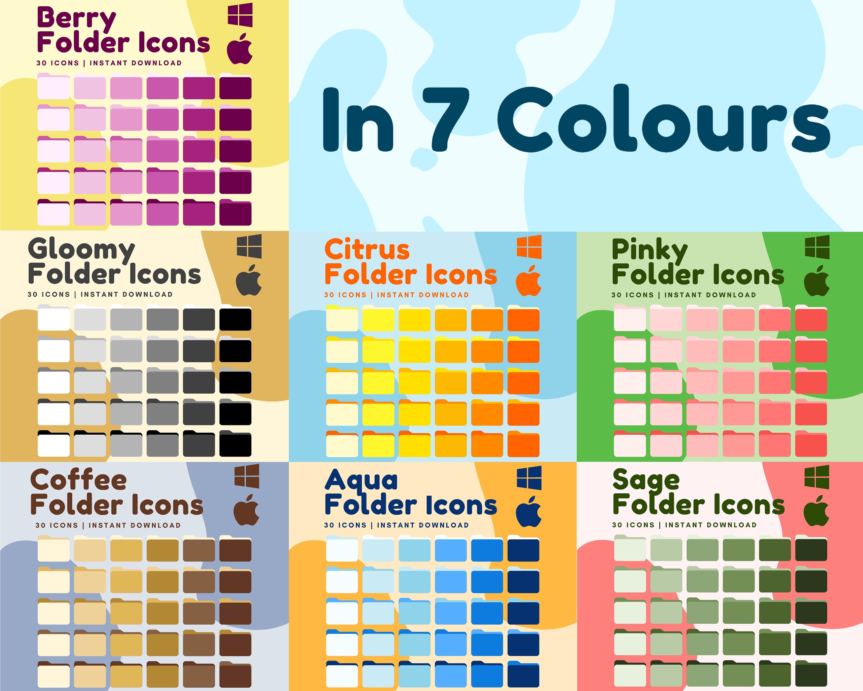 1800+ Aesthetic Desktop Icons Bundle - Customizable Icons With 7 Colors ...