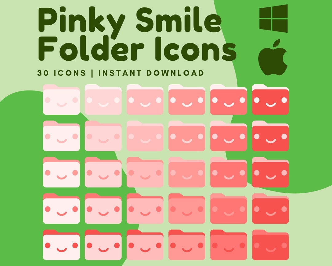 30 Aesthetic Desktop Folder Icons - Custom Pink Smile Icons for Macbook ...