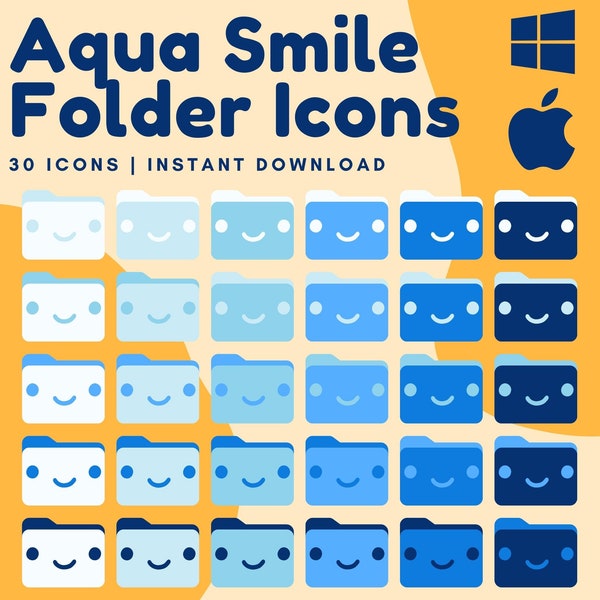 Aqua Folder Icons - Etsy