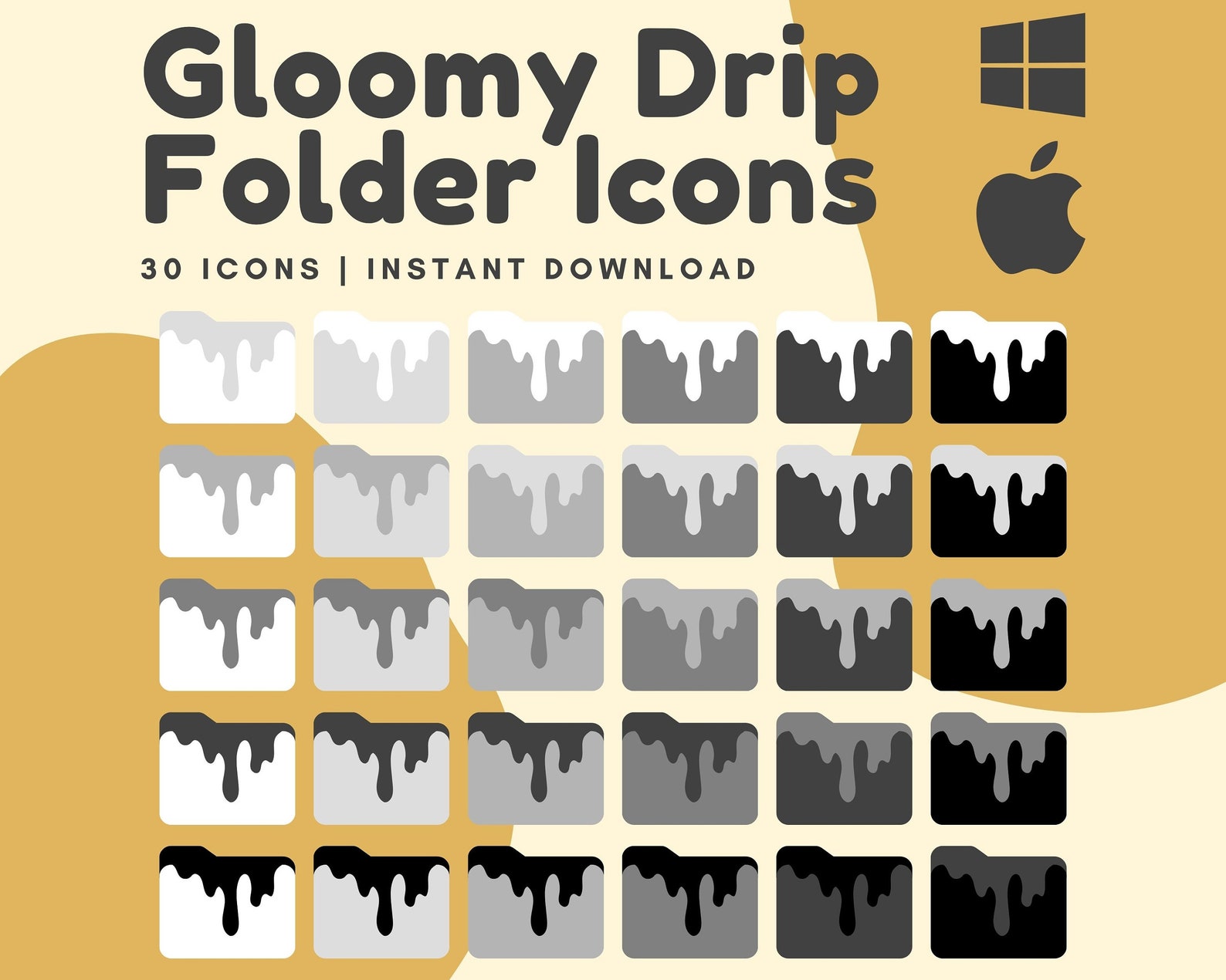 30 Aesthetic Desktop Folder Icons Custom Black Drip Icons for Macbook ...