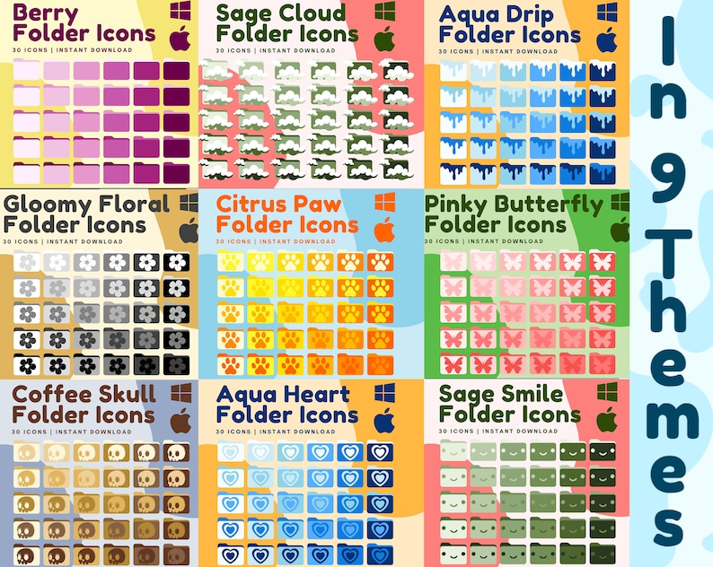 1800+ Aesthetic Desktop Icons Bundle - Customizable Icons With 7 Colors ...