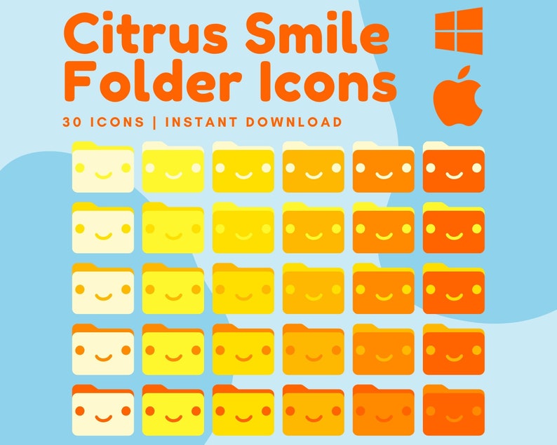 30 Aesthetic Desktop Folder Icons Smile Smiley Citrus - Etsy