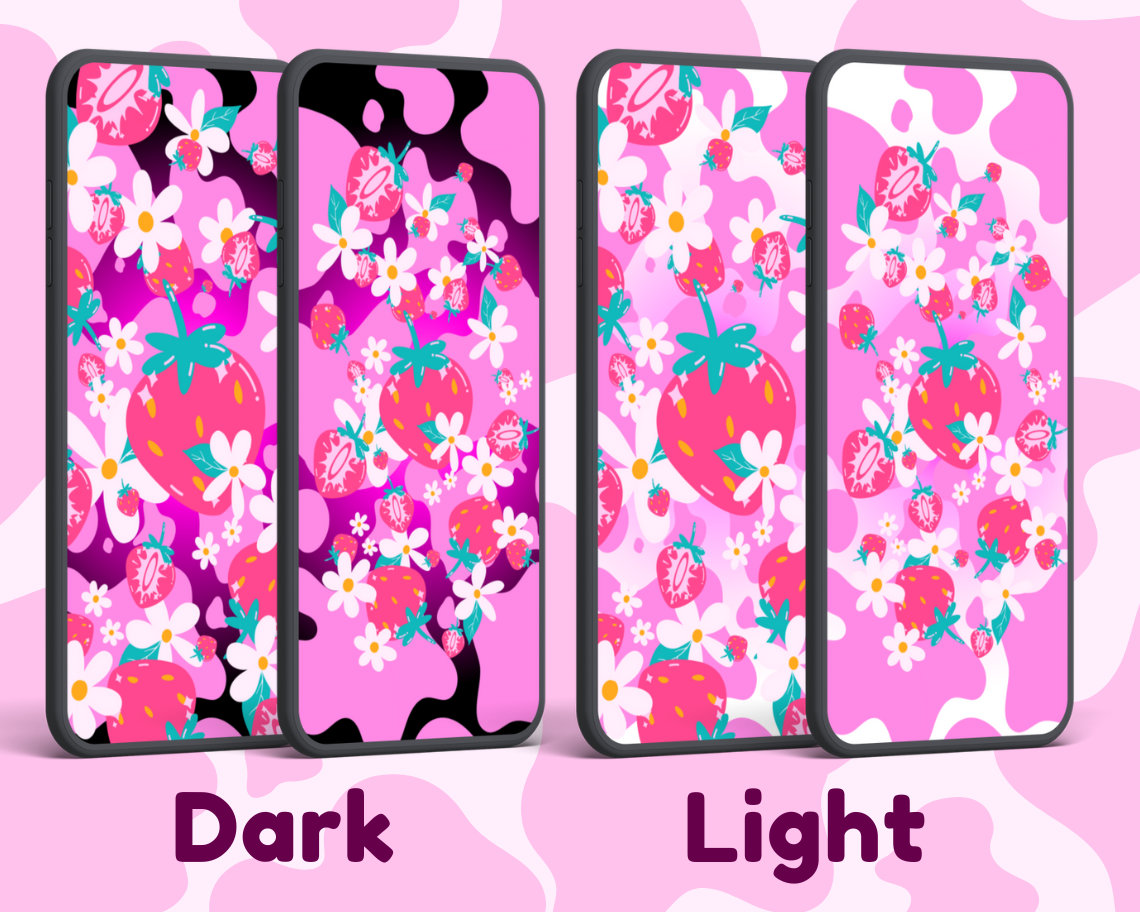 Strawberry Floral Cow Print Wallpaper - Etsy