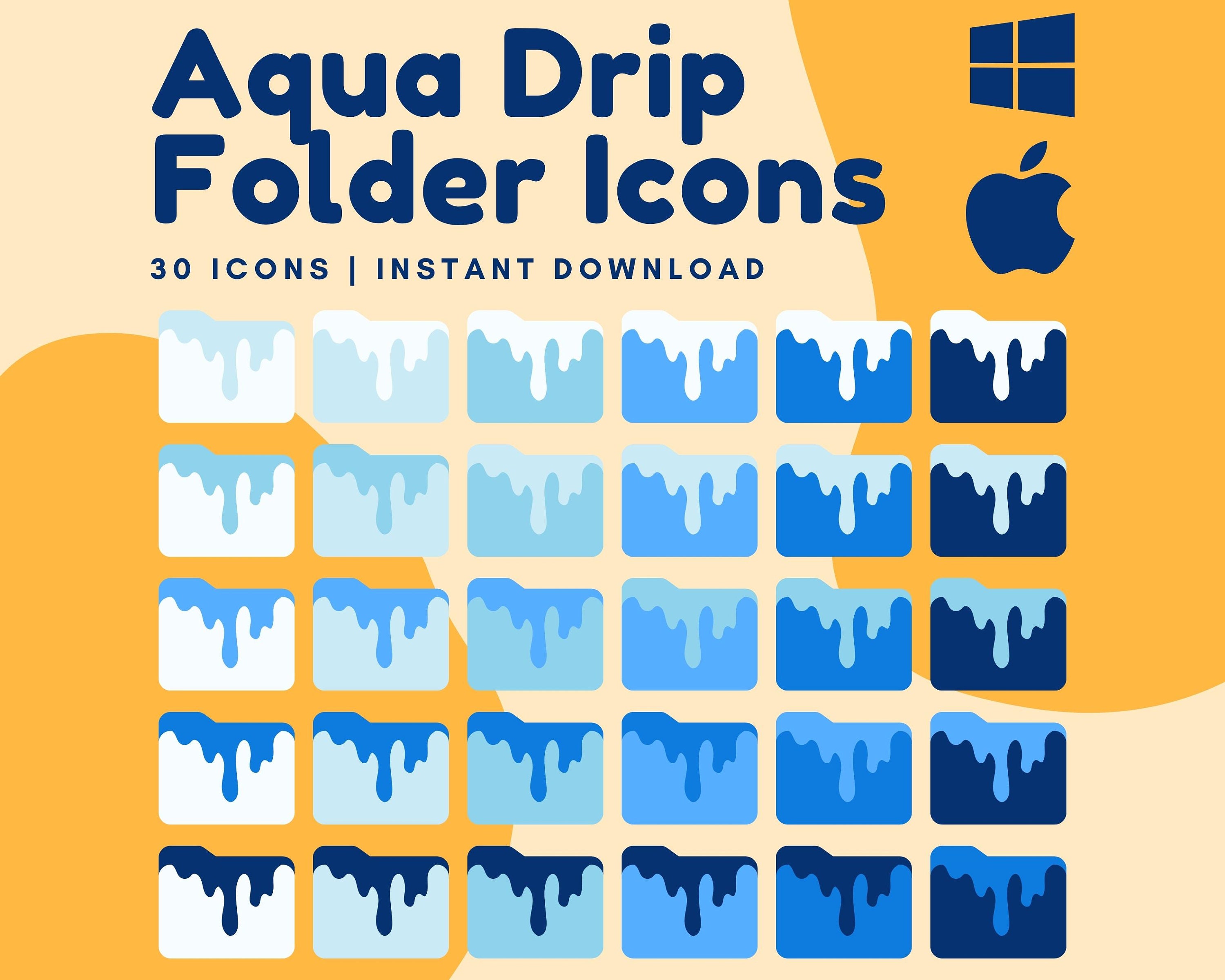 30 Aesthetic Desktop Folder Icons - Custom Blue Drip Icons for Macbook ...