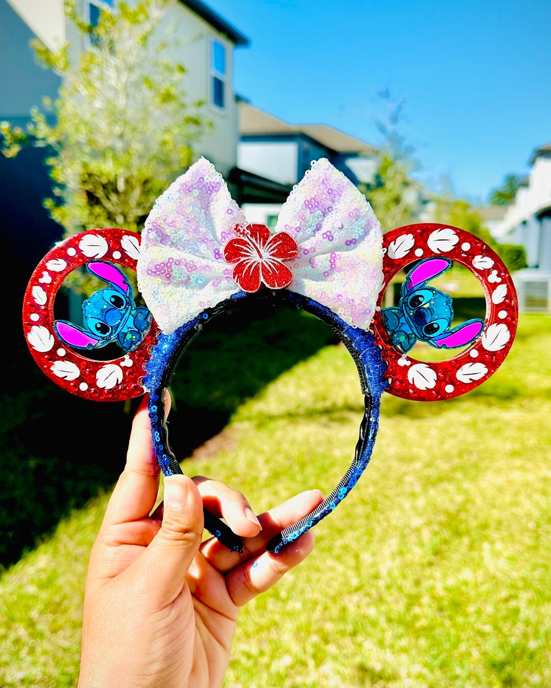 Hawaiian Resin Art Mouse Ears L Lilo & Stitch Inspired Ears. - Etsy