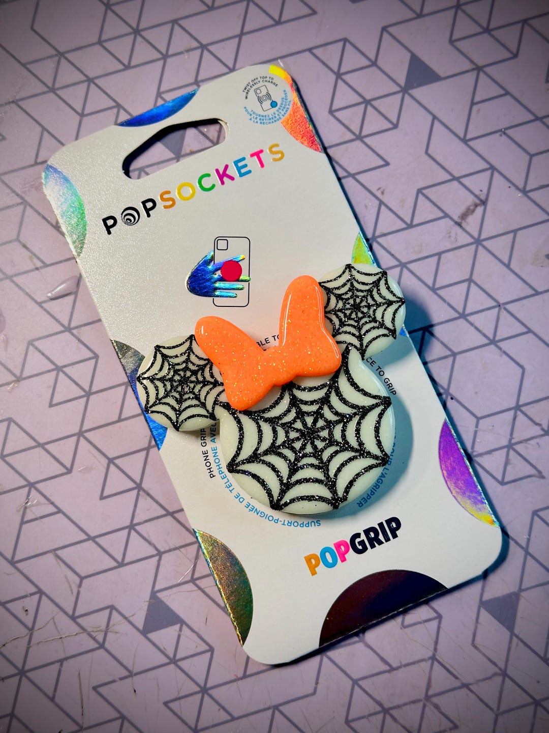 Spider Web Halloween Glow in the Dark Mouse Inspired Phone Grip | Resin ...
