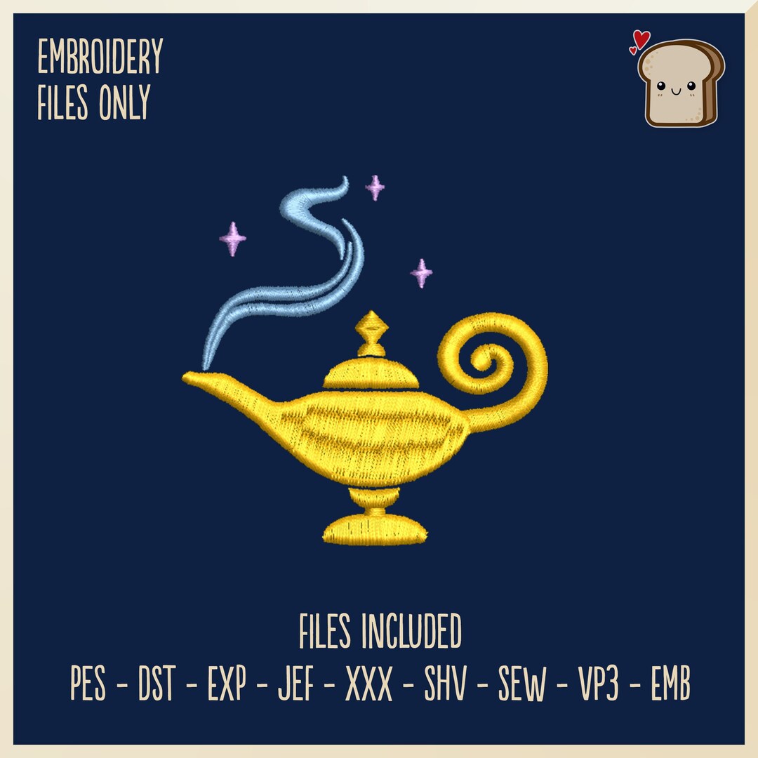 Magic Genie Lamp - Embroidery File, Aladdin, Magic, Genie, Sand, Wishes ...
