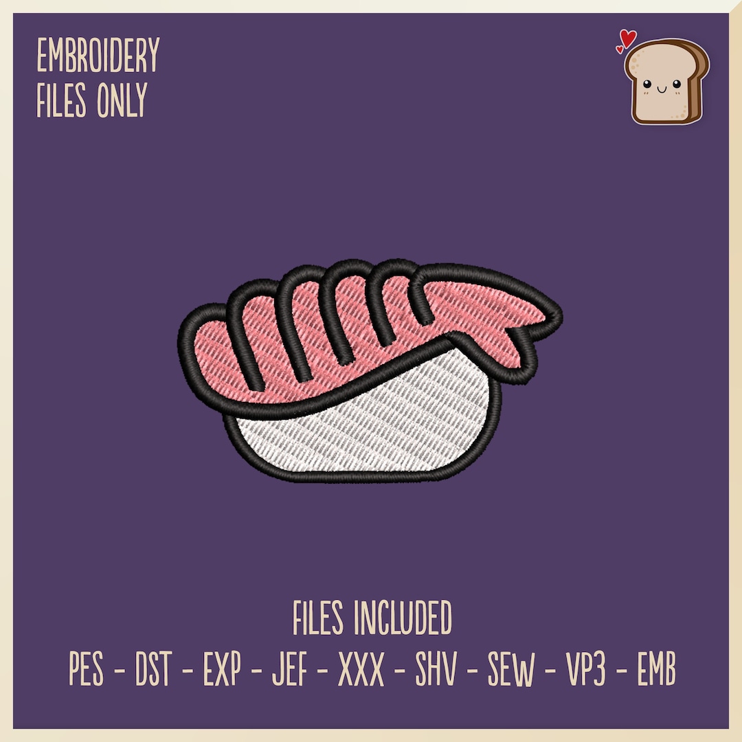 Ebi Shrimp Nigiri Sushi - Embroidery File, Shrimp, Ebi, Food, Yummy ...